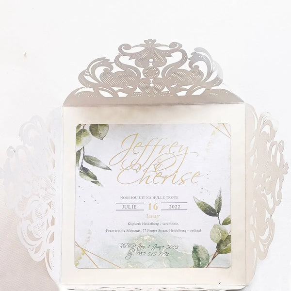 Fold-Open Cardstock Invitations Filigree Design | Forevermore Momentos